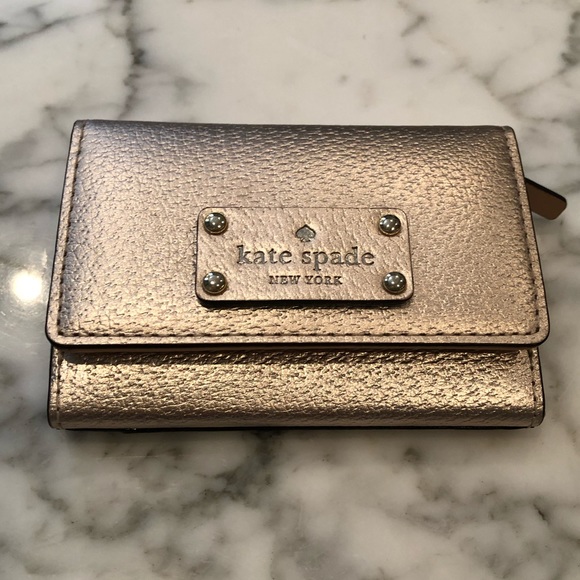 kate spade | Bags | Kate Spade Gold Pebble Leather Coin Wallet | Poshmark